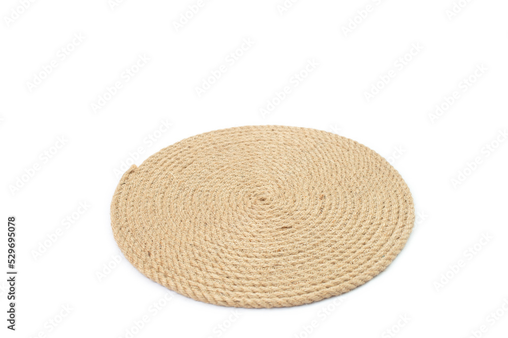 Poster Spiral jute rope place mat, side view isolated on white – Wall ...