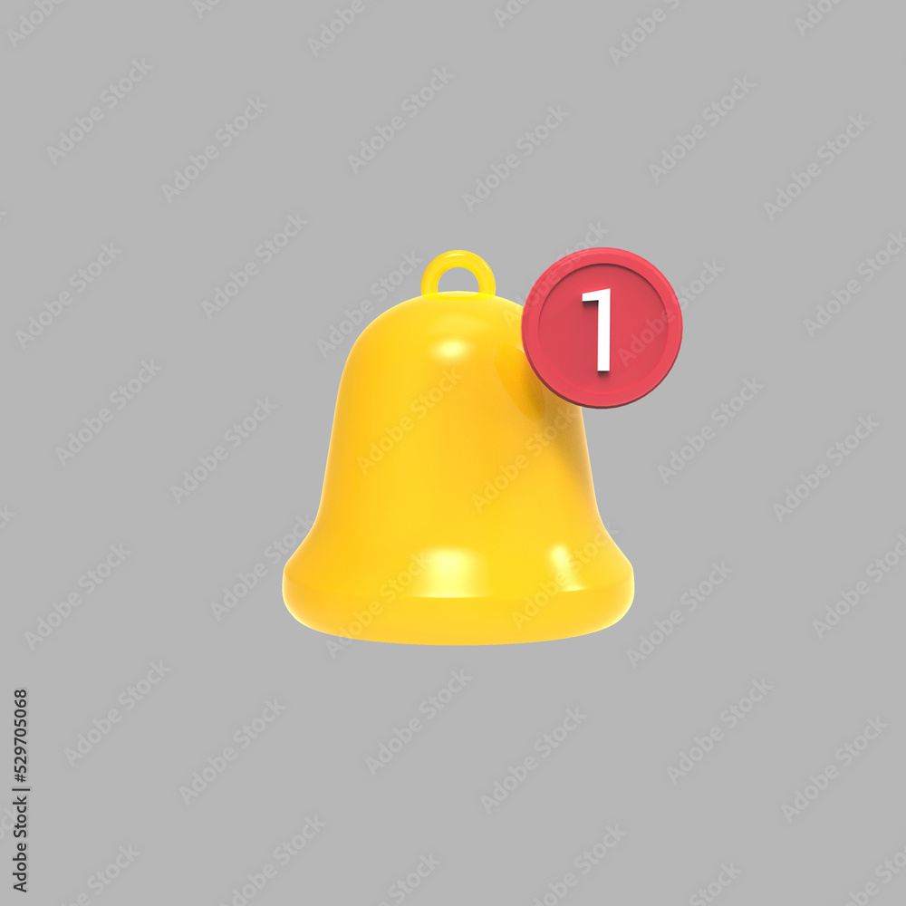 3d notification reminder yellow bell icon sign illustration realistic ...