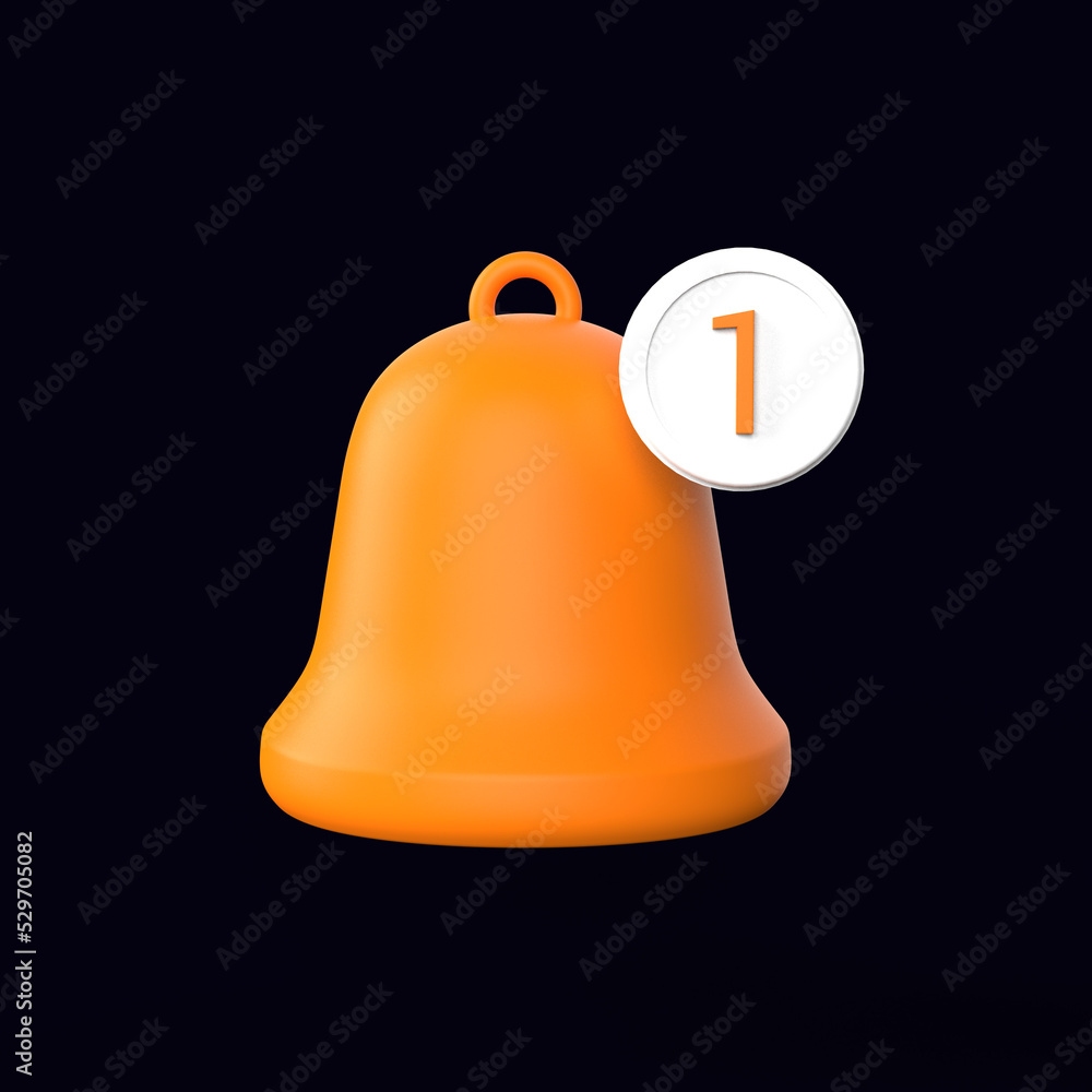 3d notification reminder orange bell icon sign illustration realistic ...