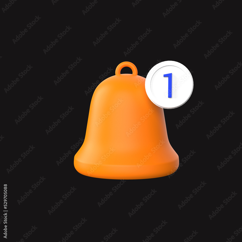 3d notification reminder orange bell icon sign illustration realistic ...