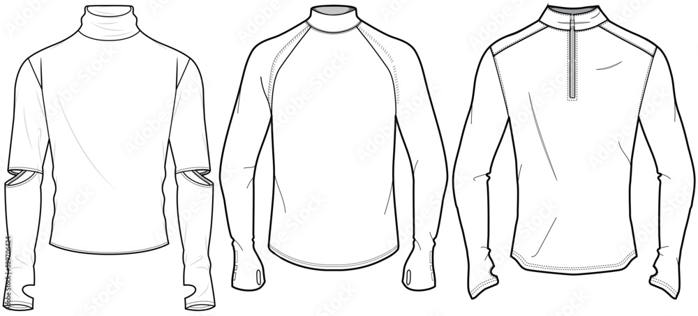 Thermal Underwear, High Neck Long Sleeve Base Layer Activewear Top Sets ...