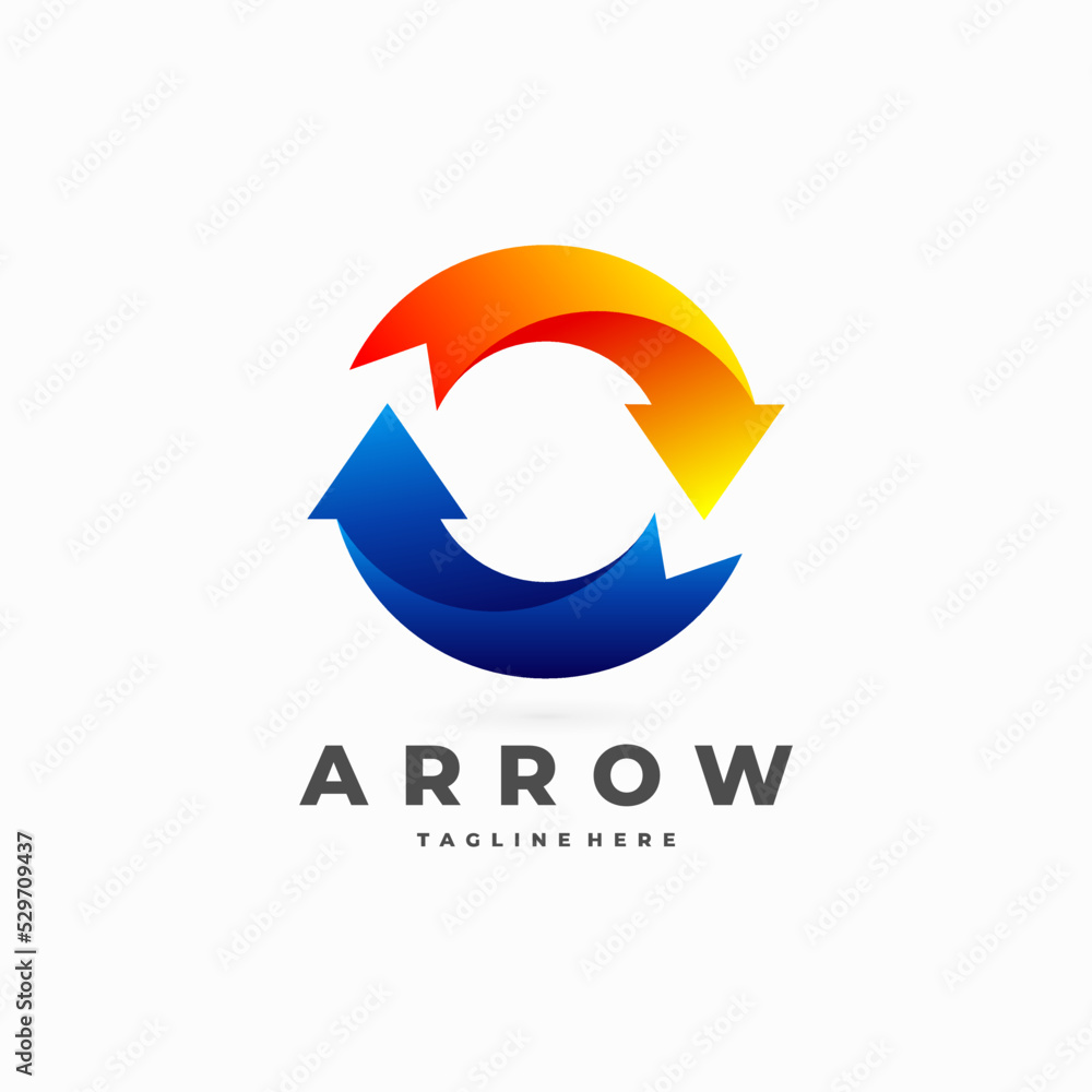 Circle Arrow Logo Blue and Orange Color gradient On White Background ...