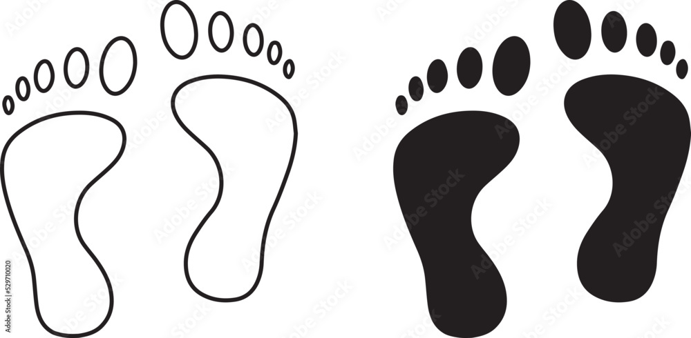 Human footprint icon set. silhouette of footprints. footsteps icon line ...