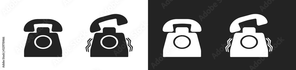 old ringing telephone, traditional ring, black phone ring icon in ...