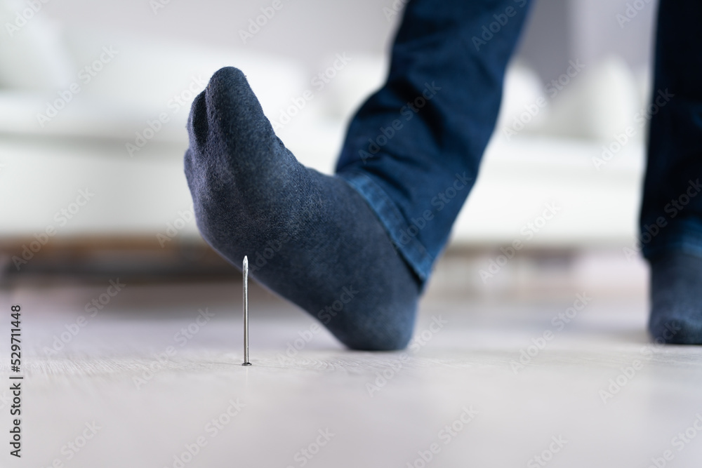 Foot Pin Accident. Tetanus Feet Ache Stock Photo | Adobe Stock