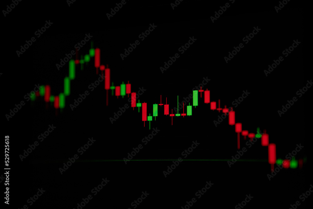 Stock market exchange candlestick chart graph close up, macro, Day ...
