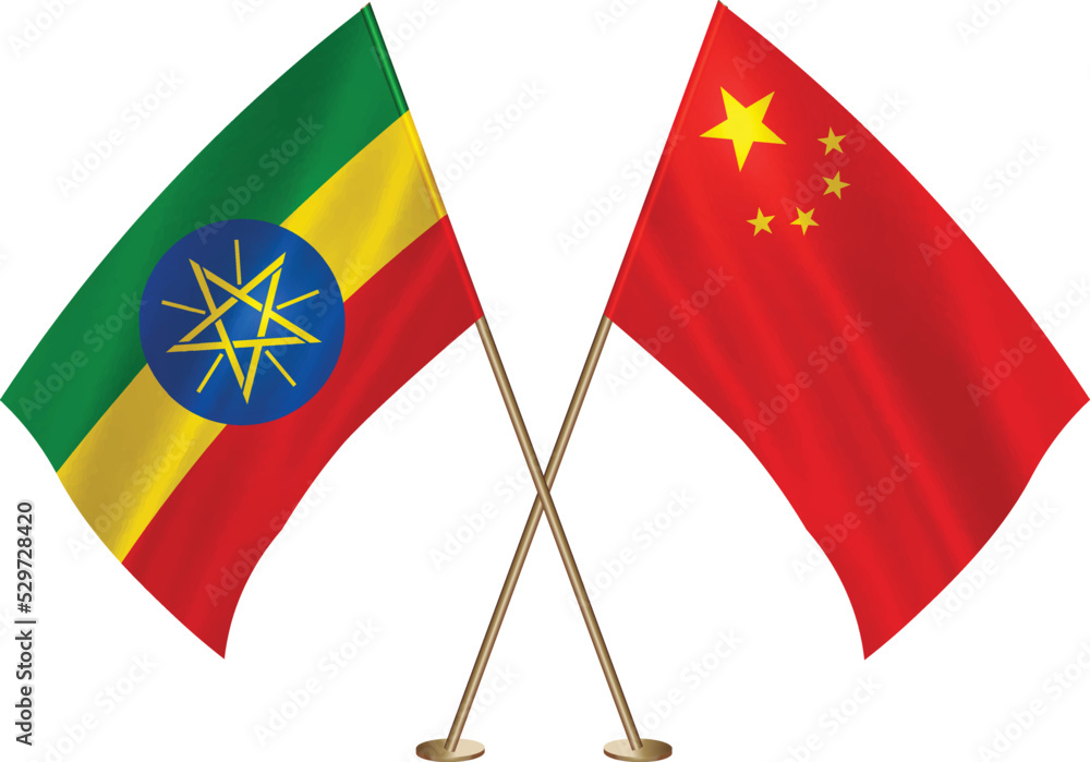 Ethiopia,China flag together.Ethiopian,Chinese flag together Stock ...