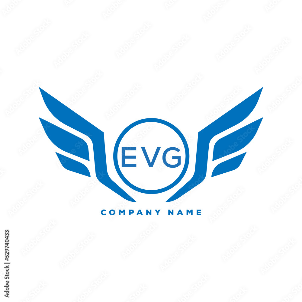 EVG letter logo. EVG blue image on white background. EVG Monogram logo ...