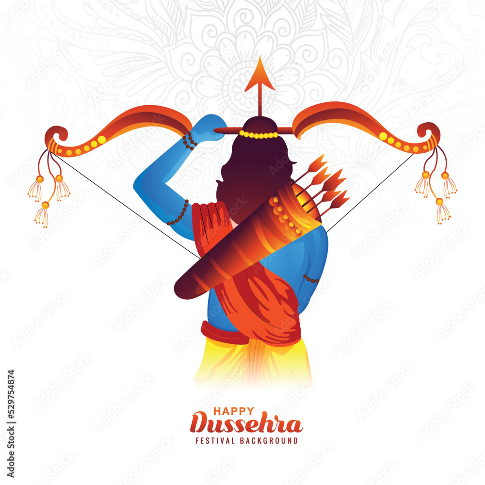 Illustration of bow and arrow of rama in happy dussehra card festival ...