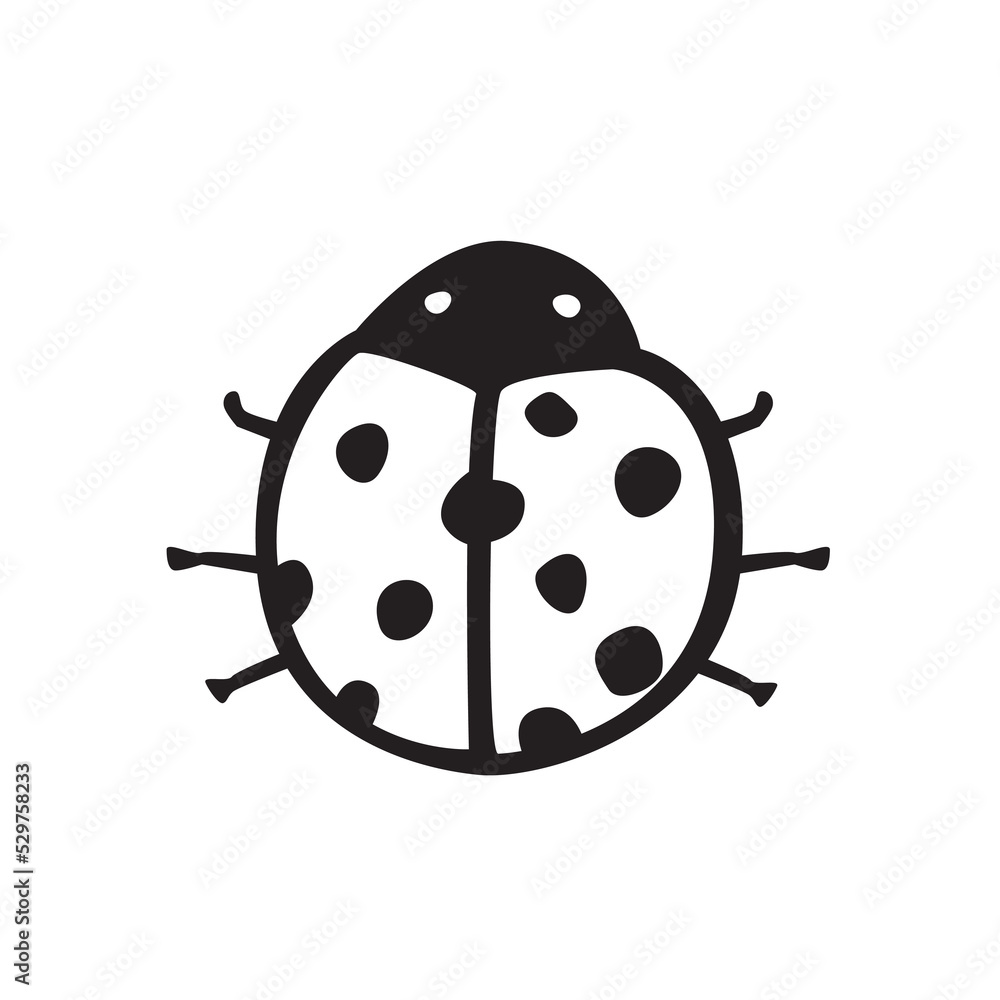 Vector illustration hand drawn cartoon of ladybug character isolated on ...
