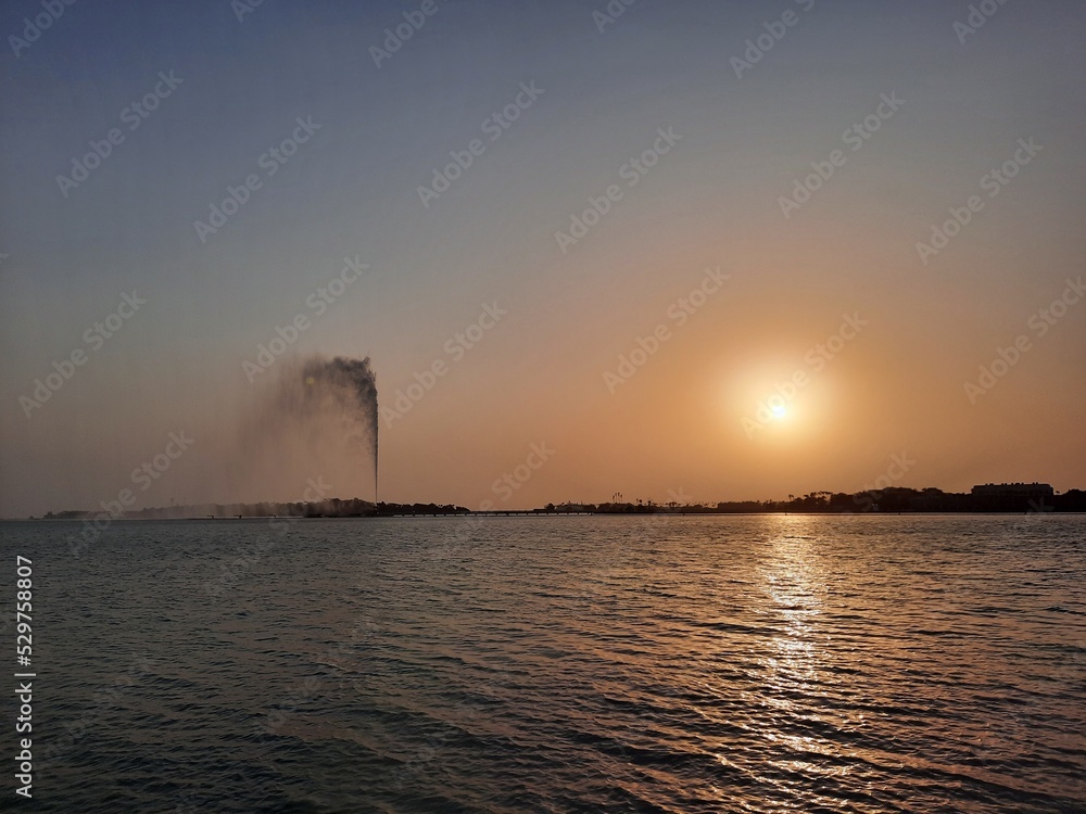 Beautiful sunset at Jeddah, Corniche. The Jeddah Corniche, also known ...