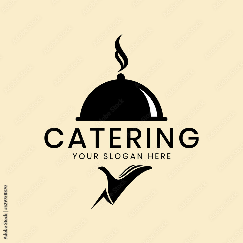 Catering vector logo badge. Cater service sign, outdoor dinner ...