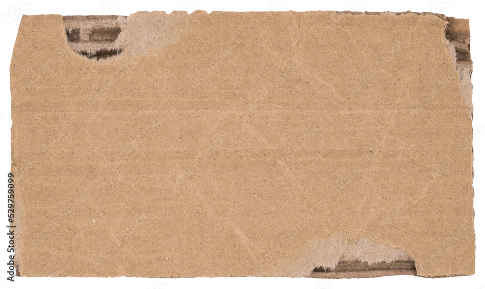 Ripped piece of cardboard isolated. Cardboard with torn edges, top view ...
