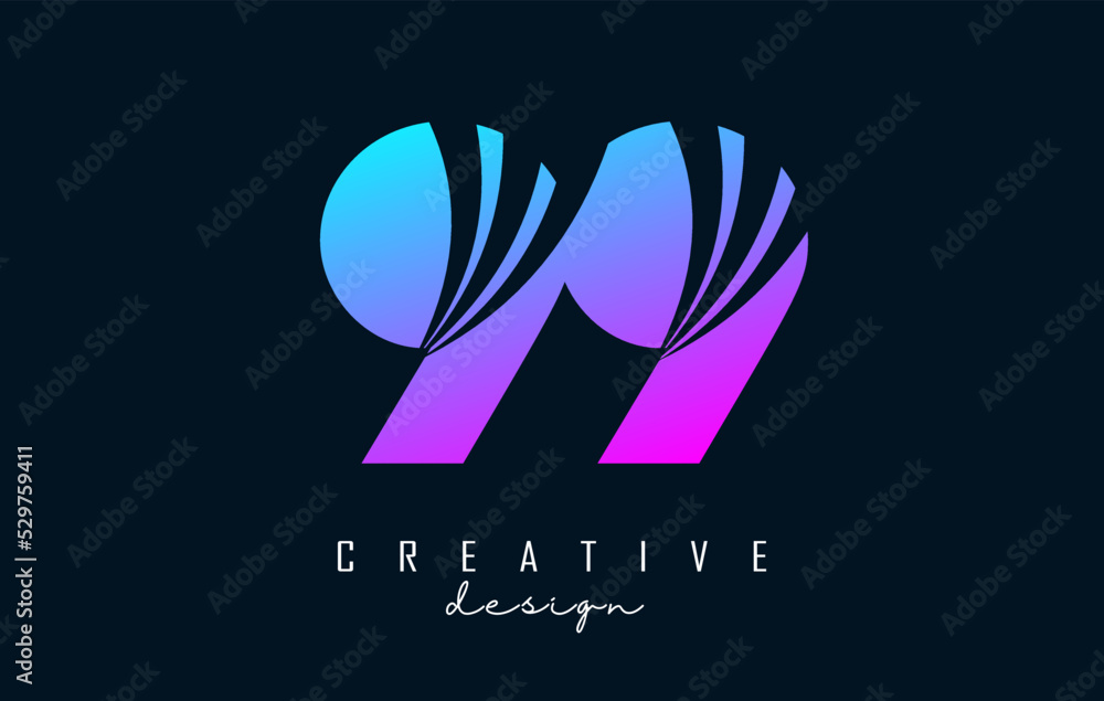 Colorful Creative number 99 9 logo with leading lines and road concept ...