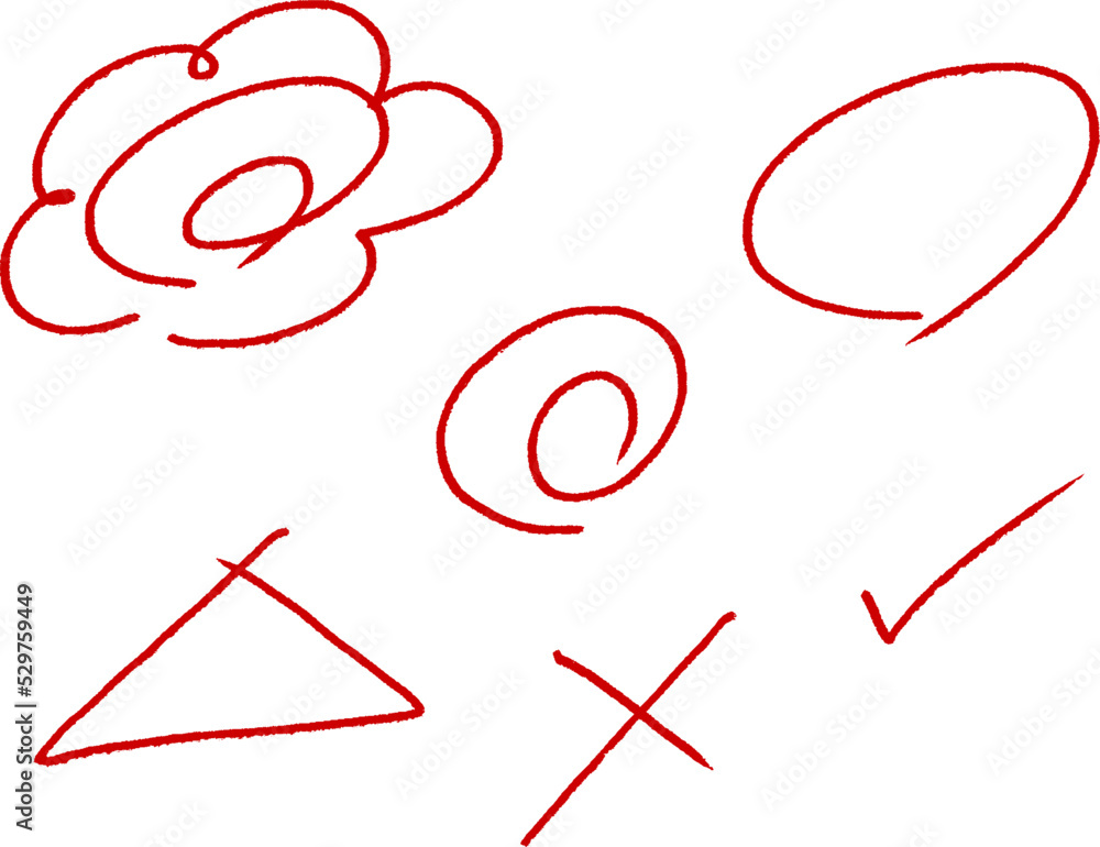 丸つけベクター素材 花丸、二重丸、マル、三角、バツ Stock Vector | Adobe Stock