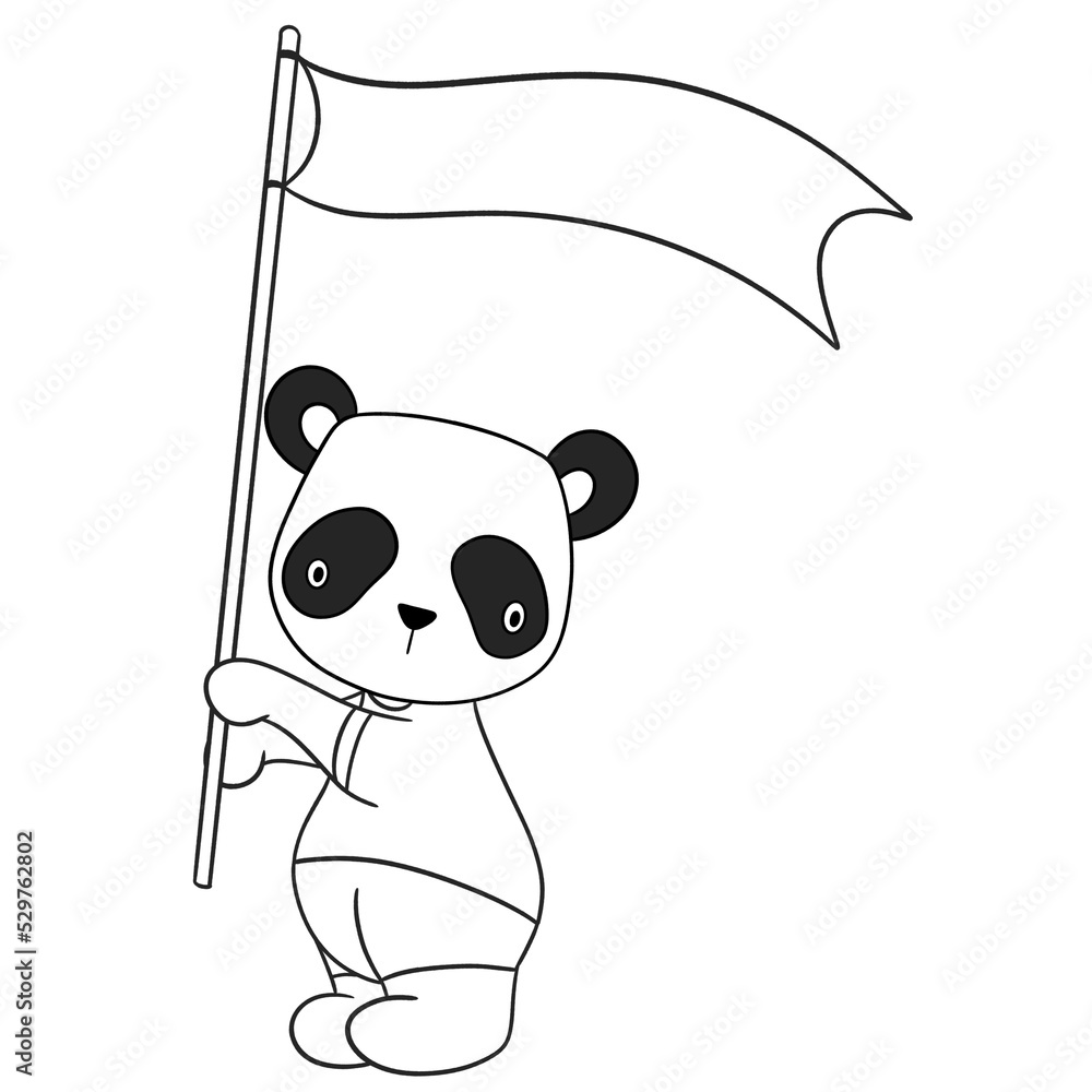 Cute panda outline Stock Illustration | Adobe Stock