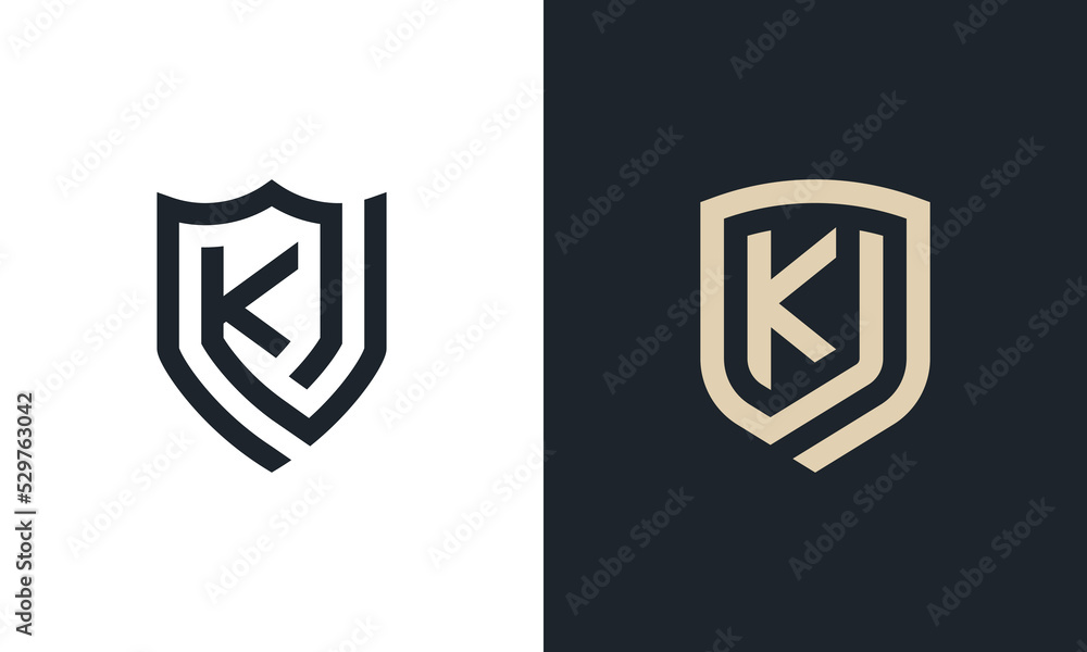 Initial Letter K Shield Monogram logo Concept icon sign symbol Element ...