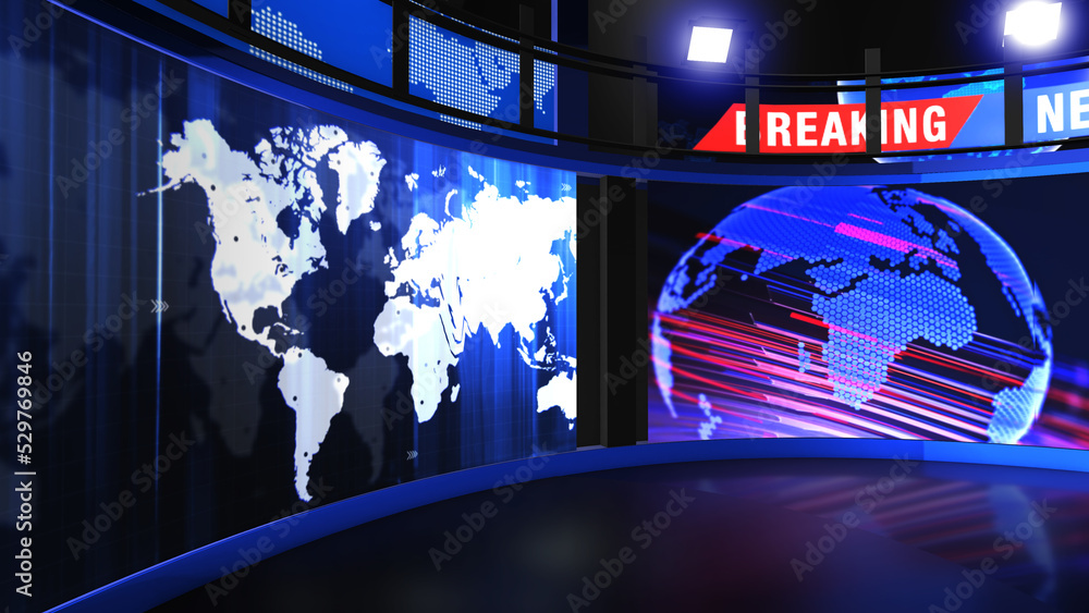 3D Virtual TV Studio News, Backdrop For TV Shows .TV On Wall.3D Virtual ...