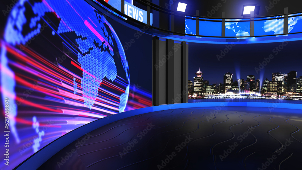 3D Virtual TV Studio News, Backdrop For TV Shows .TV On Wall.3D Virtual ...