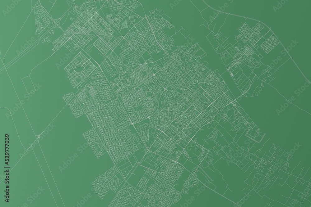 Stylized map of the streets of Basra (Iraq) made with white lines on ...