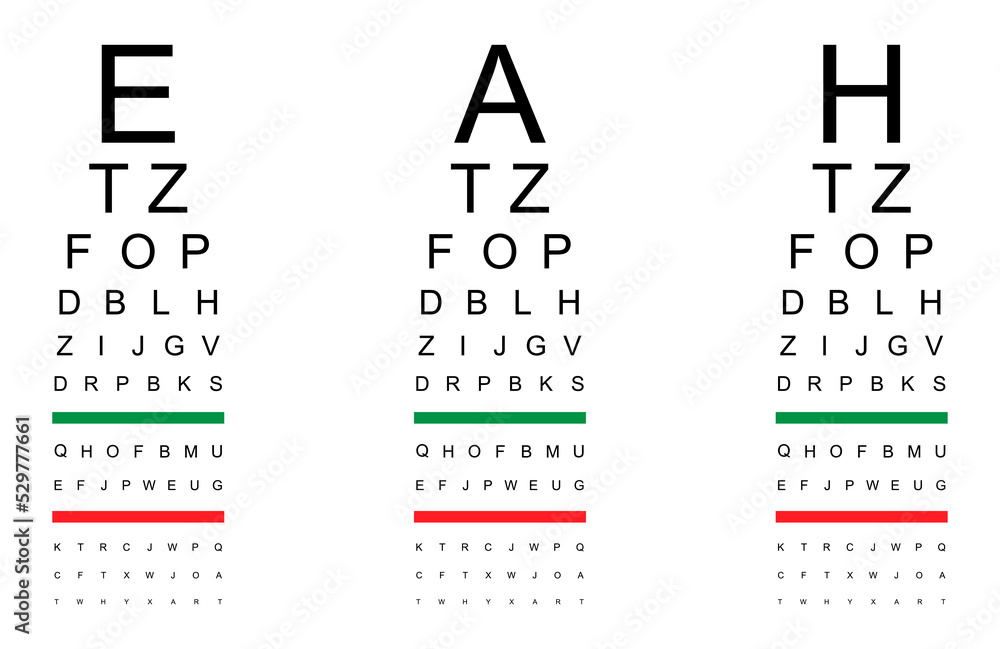 Set of Test visual measure icon, optical chart letter symbol ...