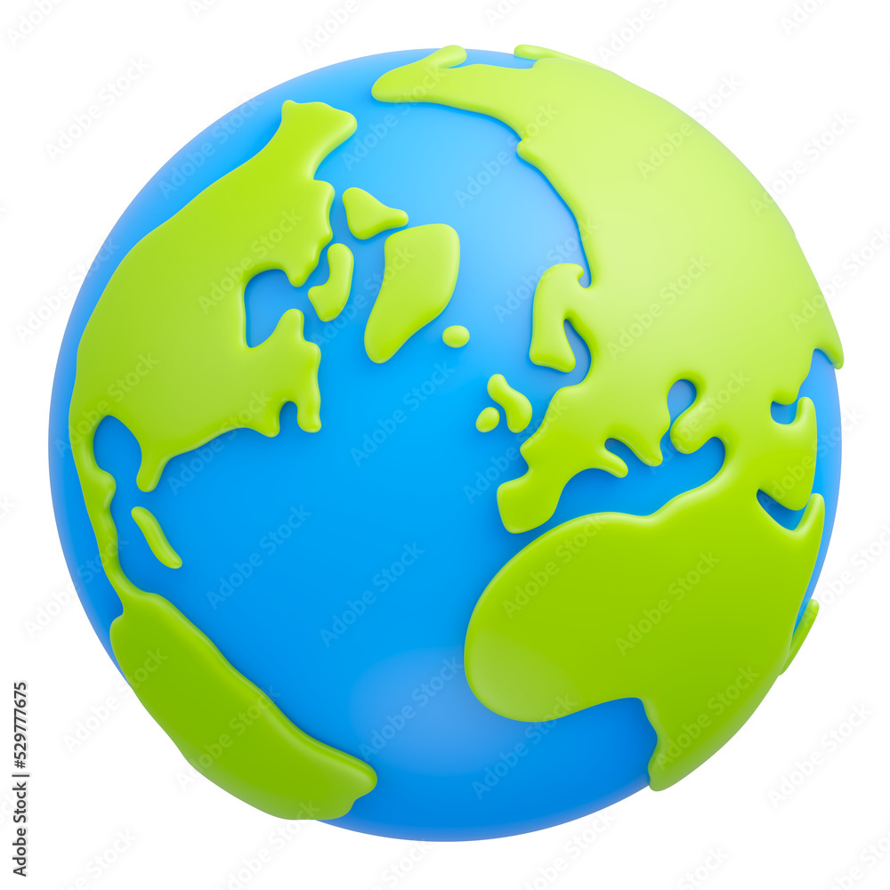 Cartoon planet Earth 3d icon isolated on transparent background. Earth ...