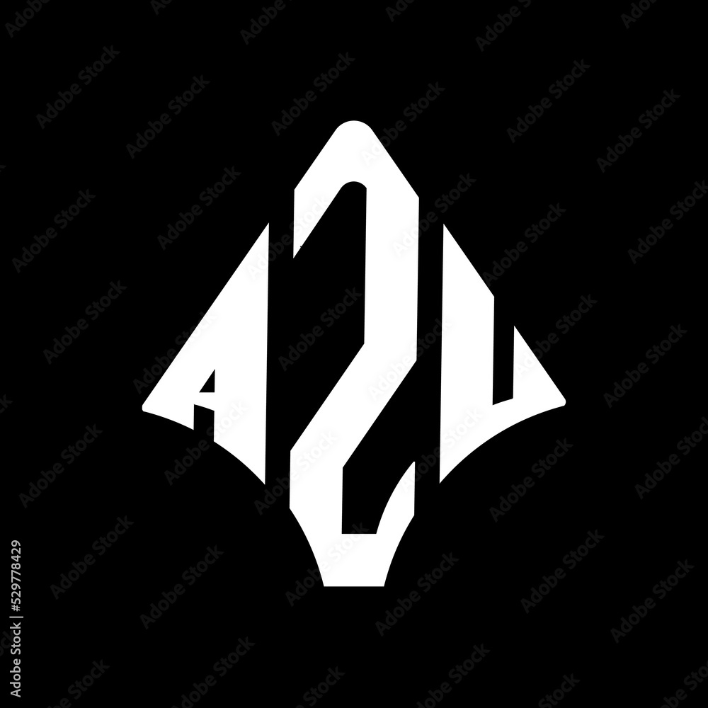 AZU letter logo design. AZU modern letter logo with black background ...