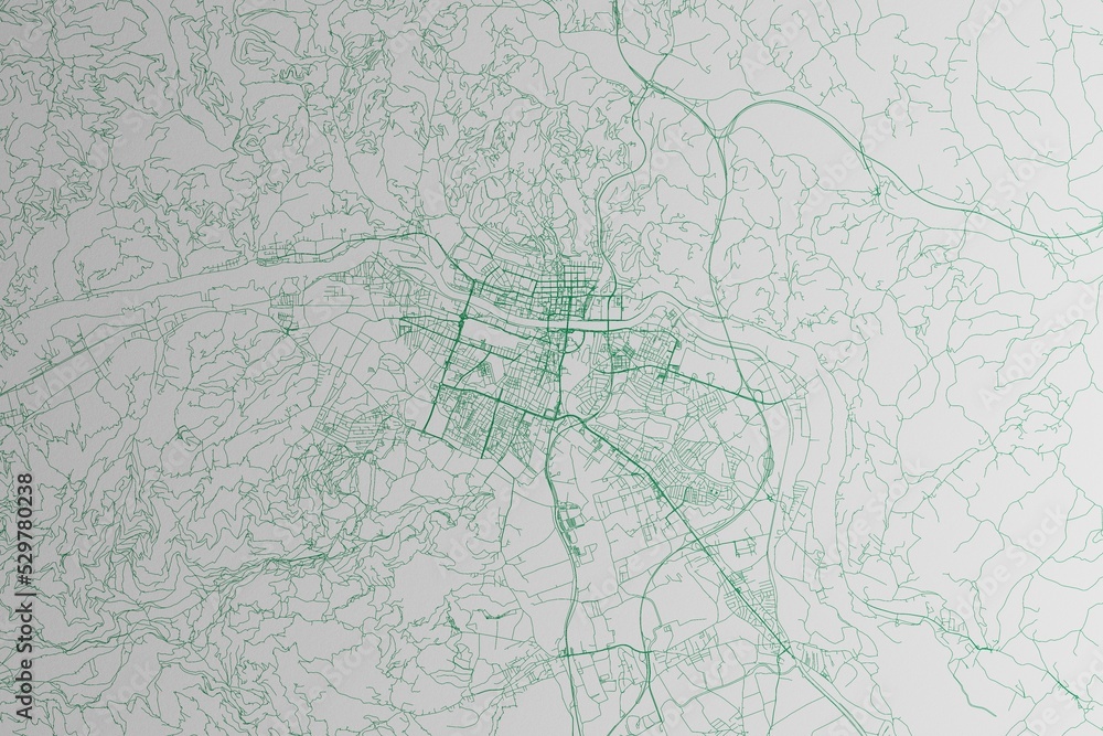 Map of the streets of Maribor (Slovenia) made with green lines on white ...