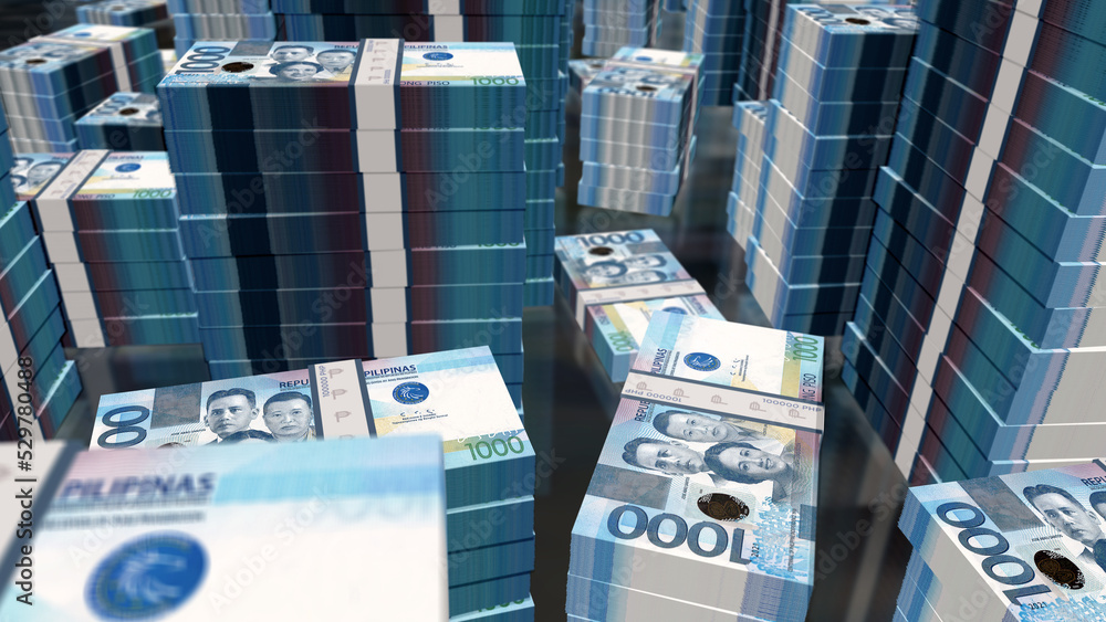 Philippines Peso money banknotes pack 3d illustration Stock ...