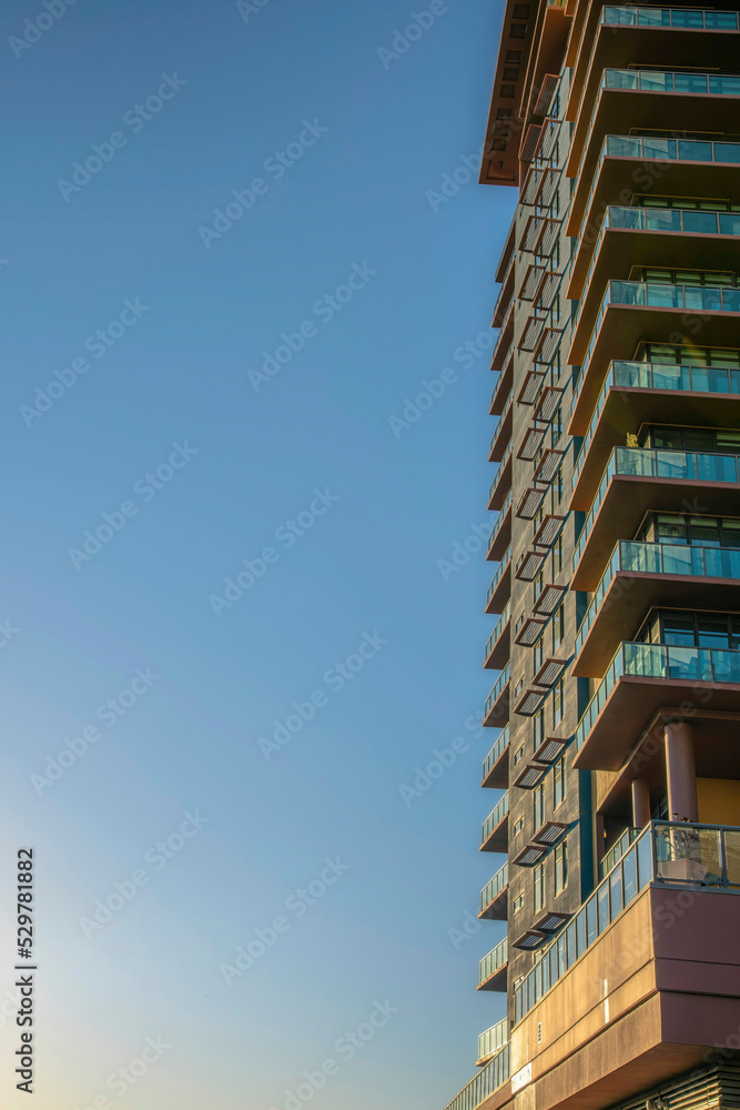 Phoenix, Arizona- Residential building with glass railings on the ...