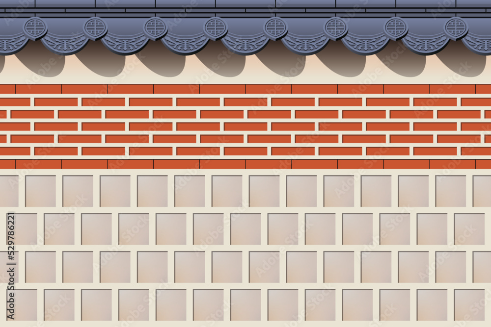 Hanok wall - A vector illustration of the wall of a traditional Korean ...