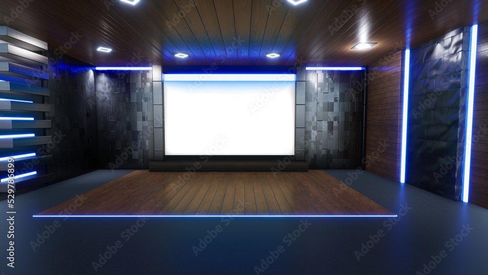 3D Virtual TV Studio News, Backdrop For TV Shows .TV On Wall.3D Virtual ...