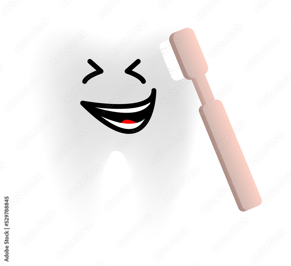 Cartoon teeth cleaning and personal care. Tooth before and after ...