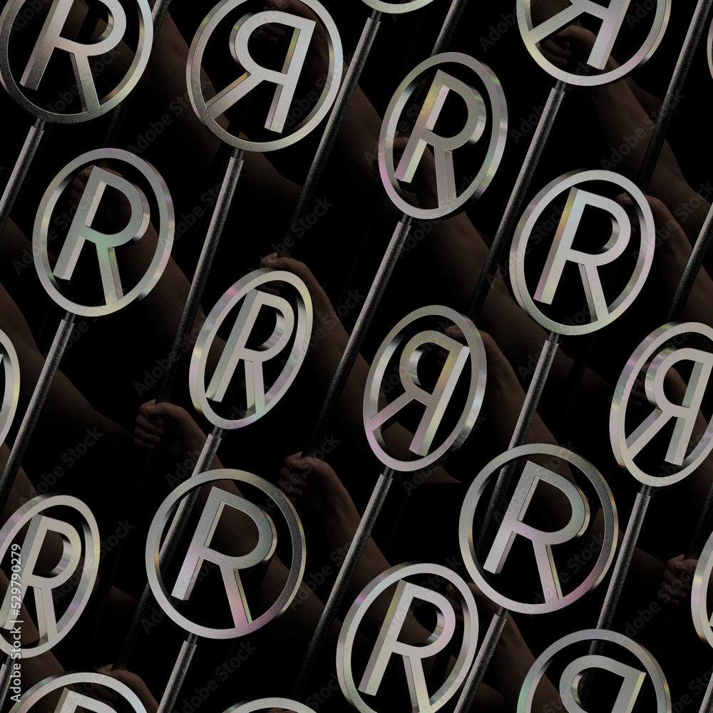 A tile for seamless background of encircled letter R or registered ...