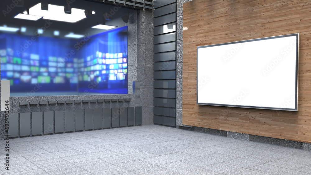3D Virtual TV Studio News, Backdrop For TV Shows .TV On Wall.3D Virtual ...