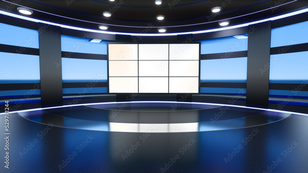 3D Virtual TV Studio News, Backdrop For TV Shows .TV On Wall.3D Virtual ...