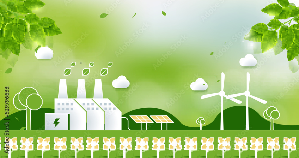 Eco friendly, Green Industries, energy and ecology concept. Vector ...