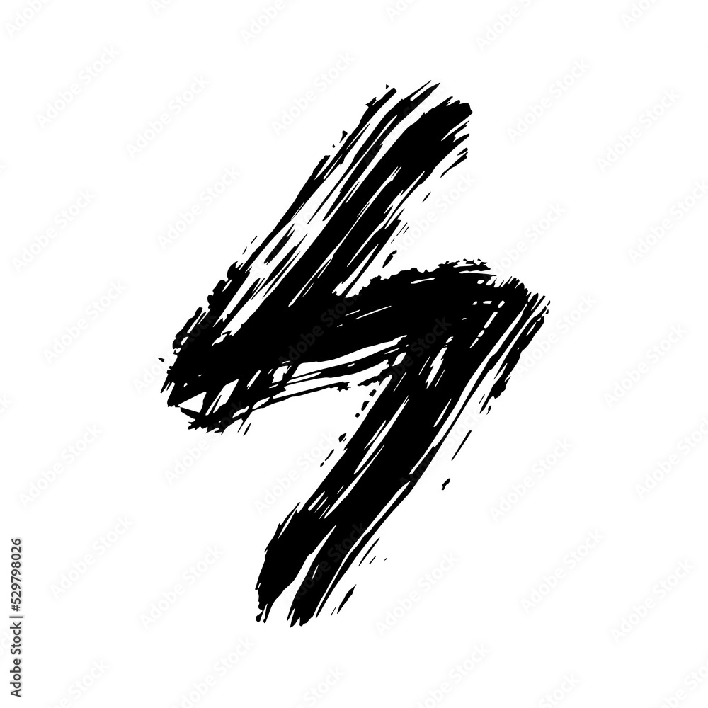 thunder shape in black ink strokes for design element. Graphic design ...