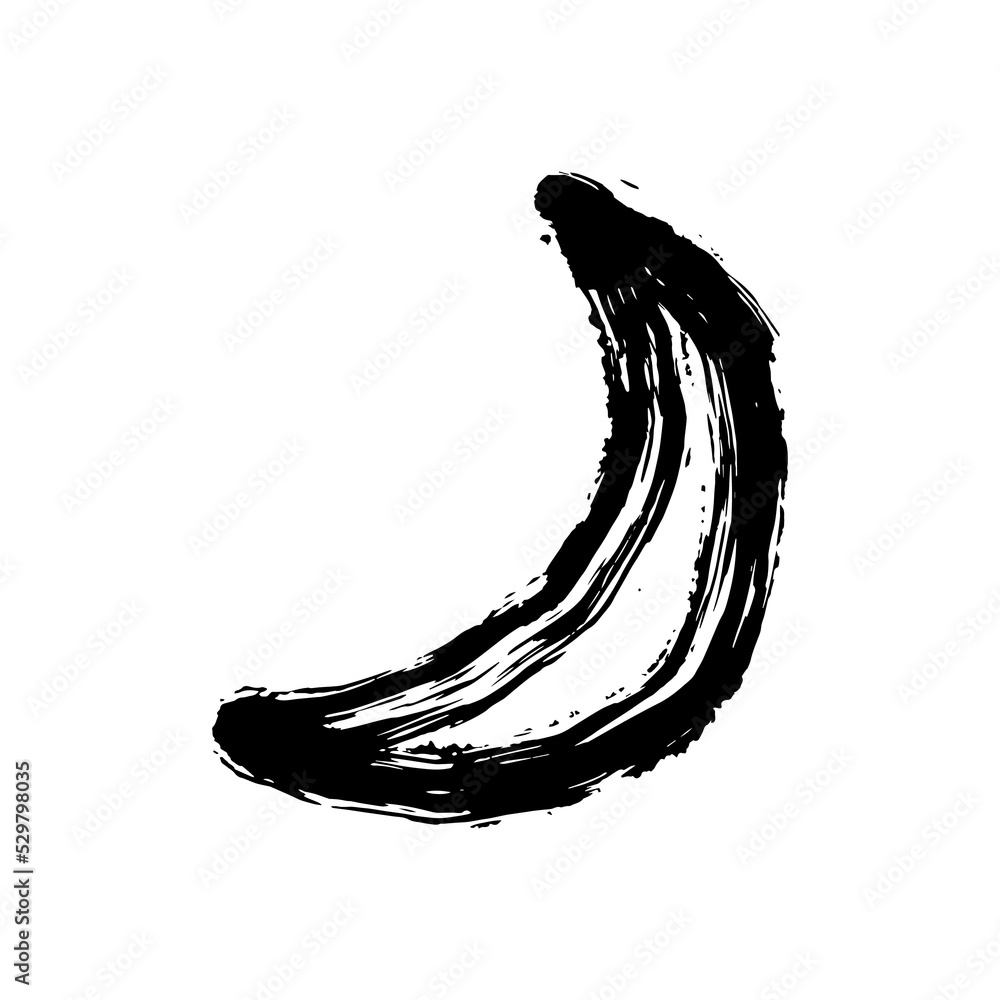 Crescent shape in black ink strokes for design element. Graphic design ...