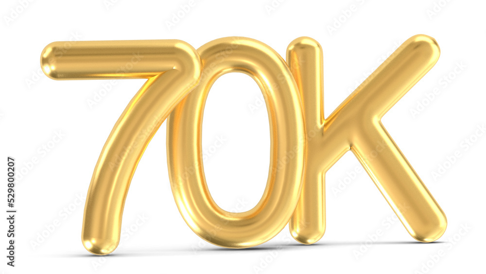 3d golden 70K isolated on transparent background. 3d illustration ...