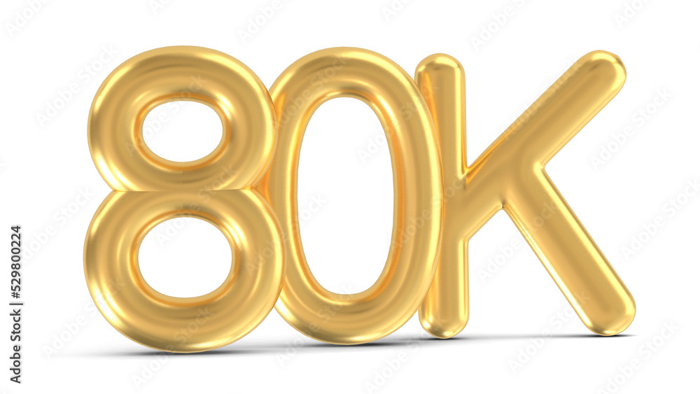 3d golden 80K isolated on transparent background. 3d illustration ...