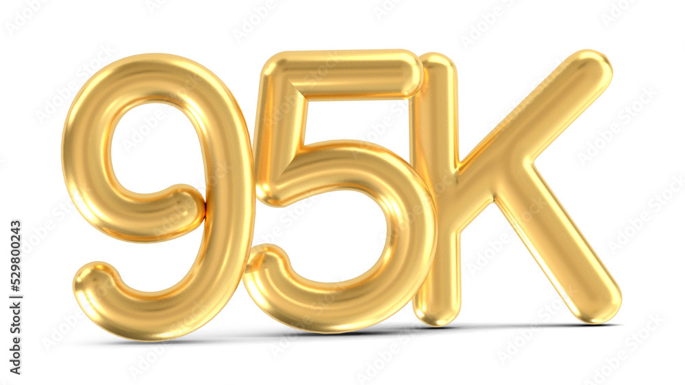 3d golden 95K isolated on transparent background. 3d illustration ...