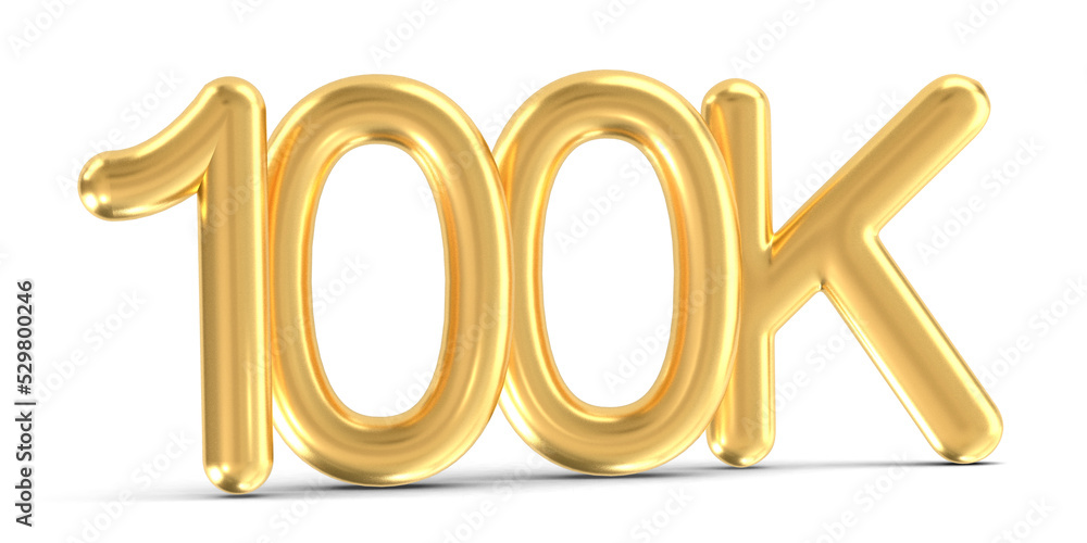 3d golden 100K isolated on transparent background. 3d illustration ...