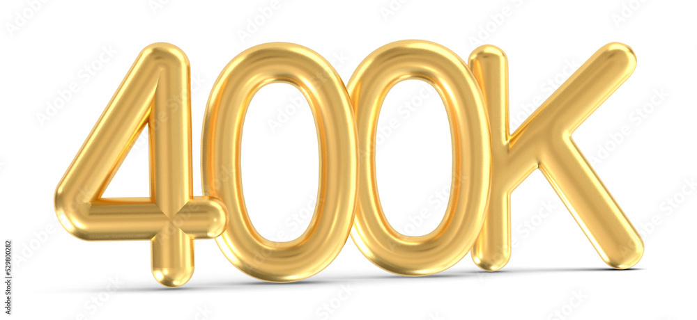 3d golden 400K isolated on transparent background. 3d illustration ...