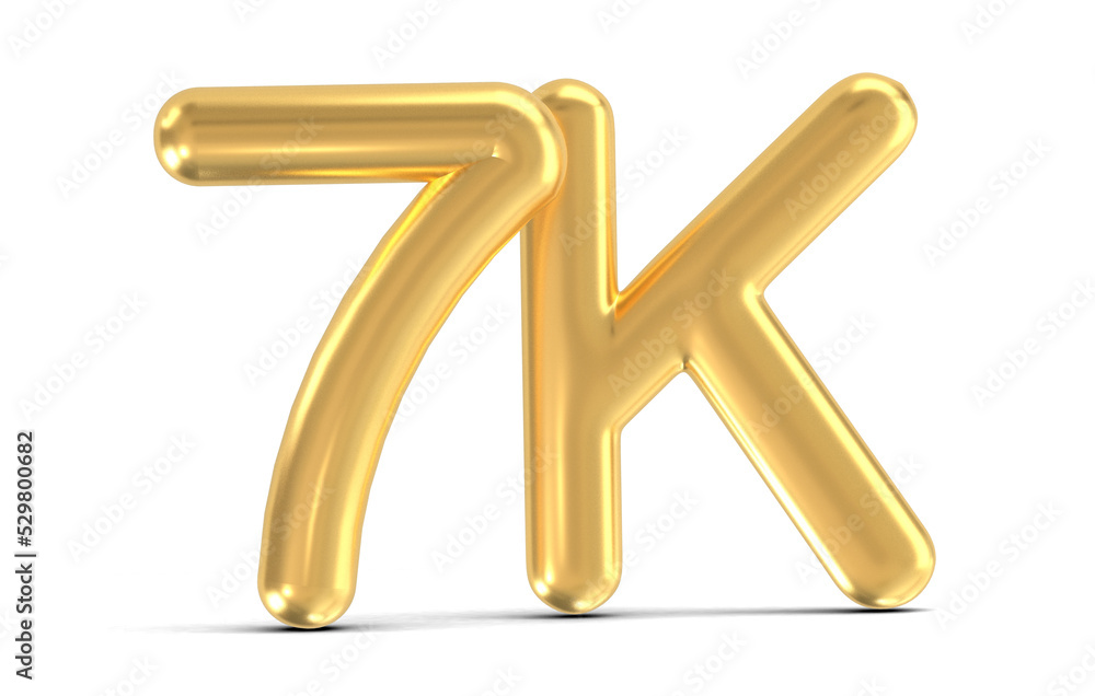 3d golden 7K isolated on transparent background. 3d illustration. Stock ...