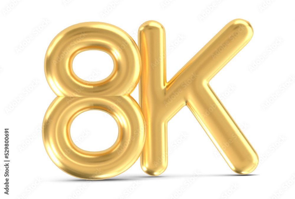 3d golden 8K isolated on transparent background. 3d illustration. Stock ...