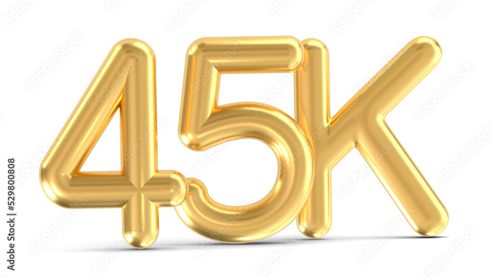 3d golden 45K isolated on transparent background. 3d illustration ...