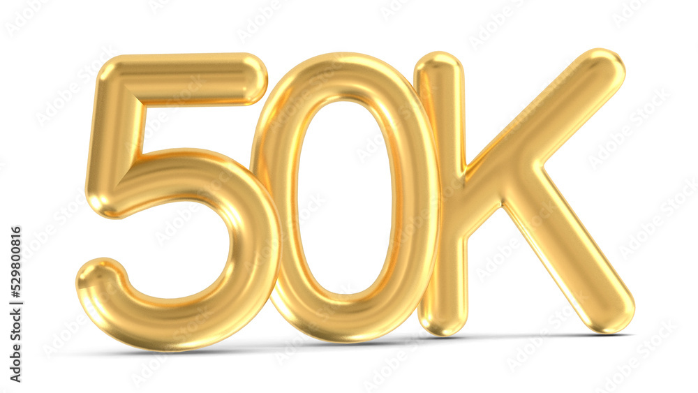 3d golden 50K isolated on transparent background. 3d illustration ...