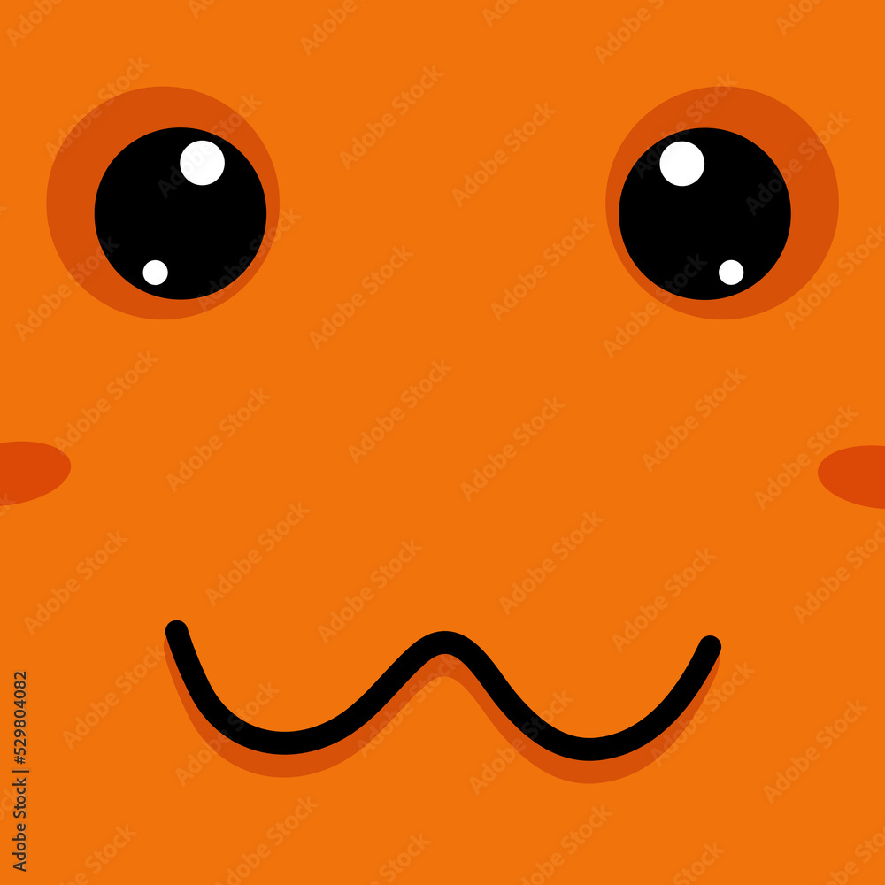 Square funny kawaii face with eyes and a smile that filled the whole ...