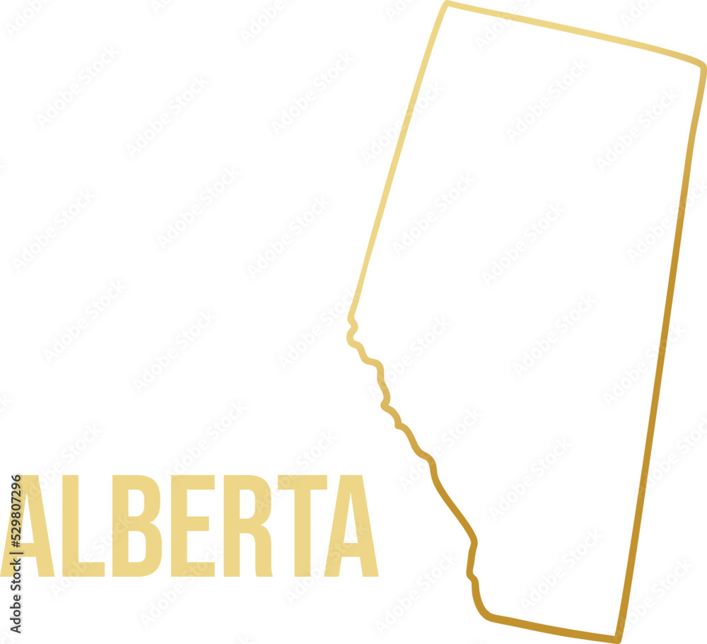 Golden gradient outline map of Alberta province Stock Vector | Adobe Stock